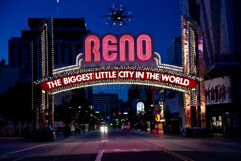 Downtown Reno Sign editorial photo. Image of hotels, city - 27094746