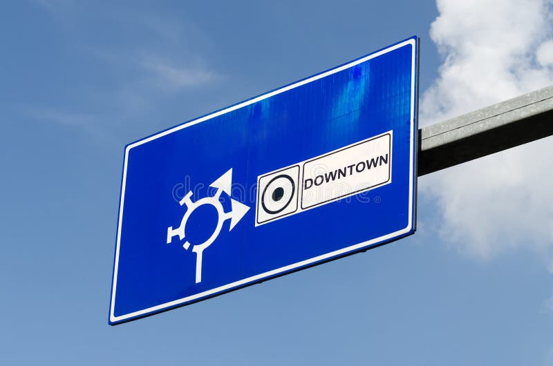 Downtown Road Traffic Sign stock photo. Image of sign - 31851908