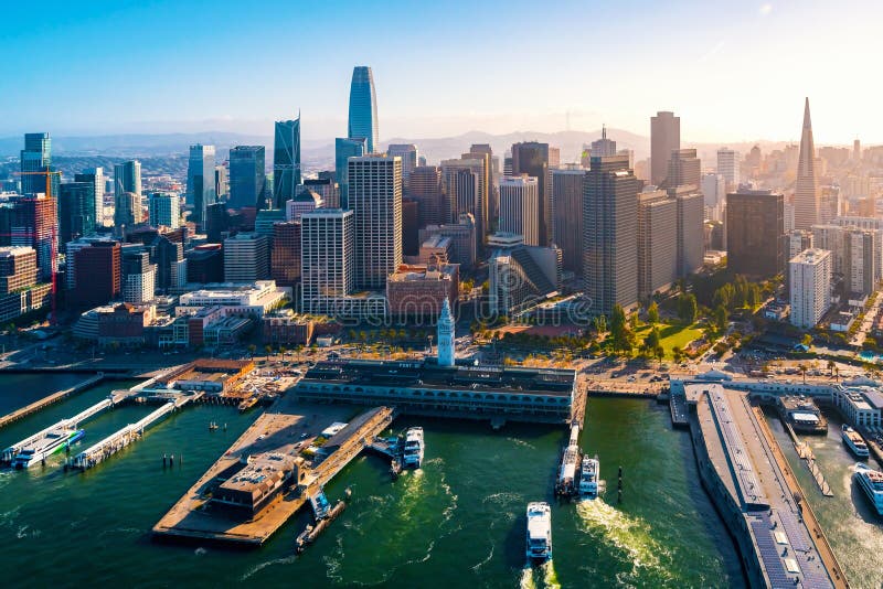 Downtown San Francisco Aerial View Stock Photo - Image of beautiful ...