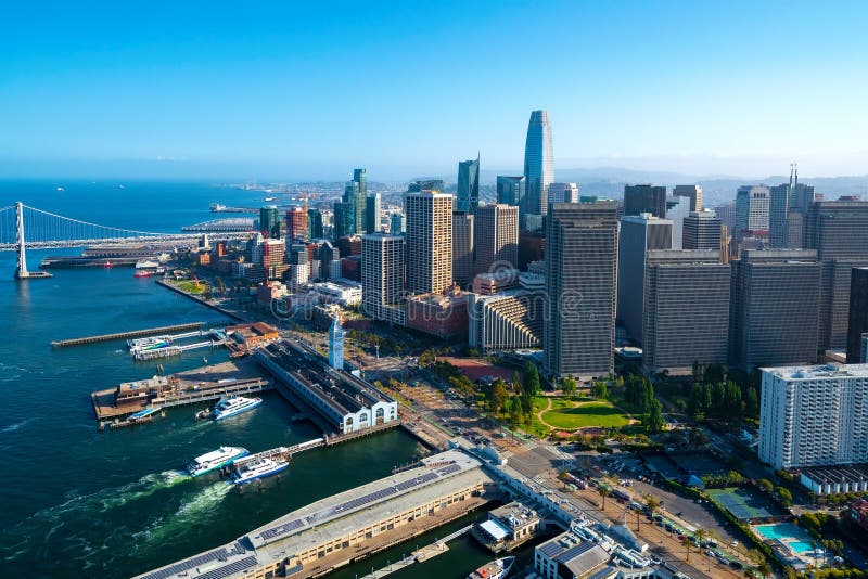 Downtown San Francisco Aerial View Stock Photo - Image of beautiful ...
