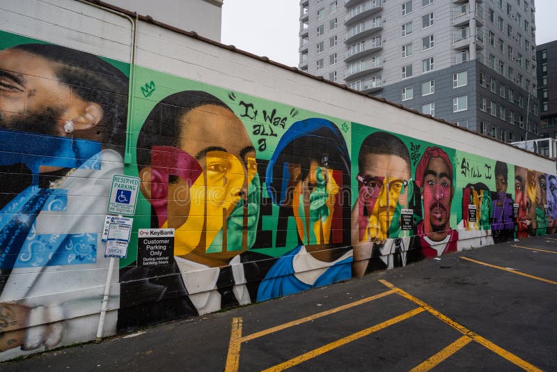 Mural in Downtown Seattle Showing Martin Luther King Jr., Malcom X ...