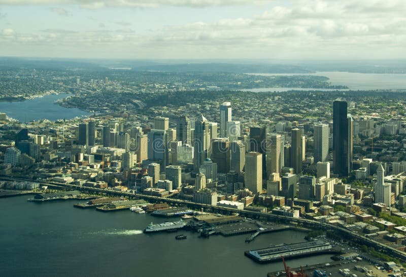 Downtown Seattle from Above Stock Image - Image of buildings ...
