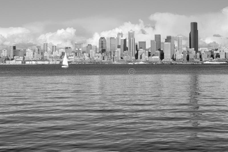 Downtown Seattle in B&W Stock Image - Image of northwest, skyscrapers ...