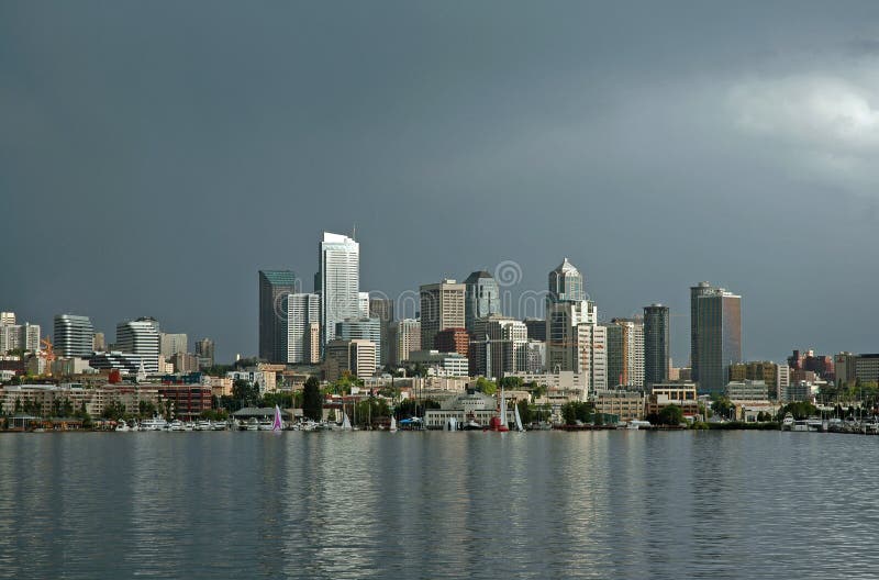 Downtown Seattle Dark Cold and Still Stock Photo - Image of fresh ...