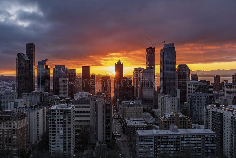 Downtown of Seattle WA stock photo. Image of aerial - 165049240