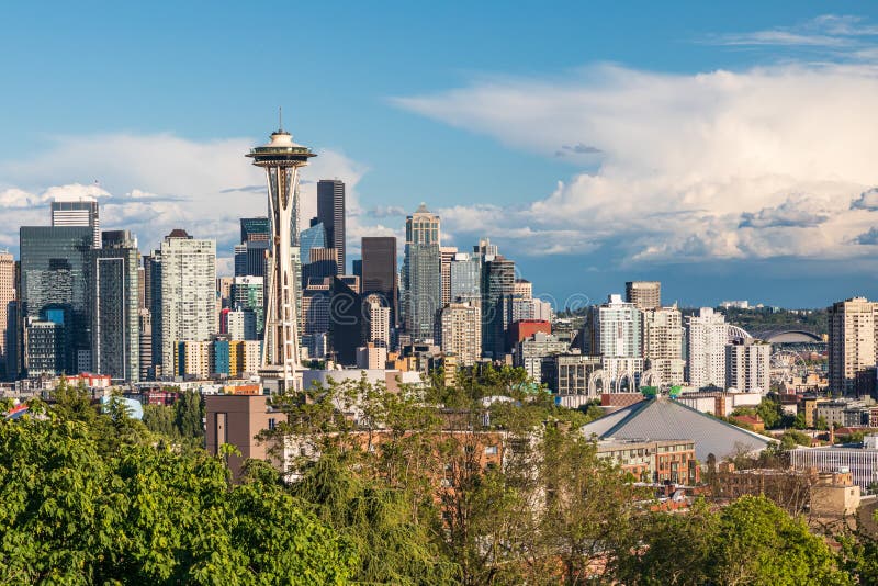 Downtown Seattle on a Sunny Summer Day Stock Image - Image of state ...