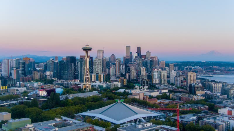 The Downtown Seattle, WA Skyline at Sunset Editorial Photography ...