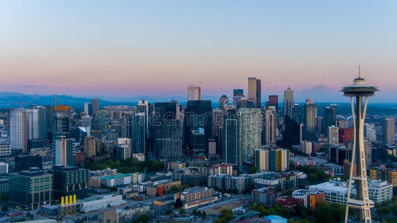 The Downtown Seattle, WA Skyline at Sunset Editorial Image - Image of ...