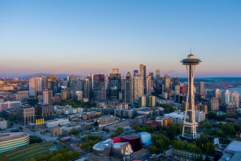 The Downtown Seattle, WA Skyline at Sunset Editorial Stock Image ...