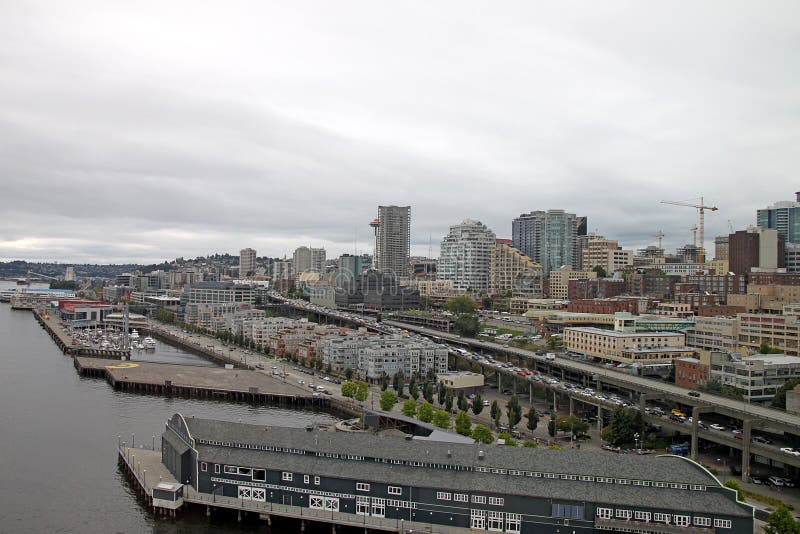 Downtown Seattle Washington Harbor Stock Image - Image of high, ocean ...