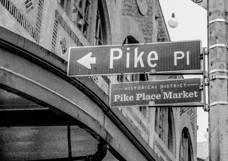 Pikes place sign stock photo. Image of seattle, place - 181586988
