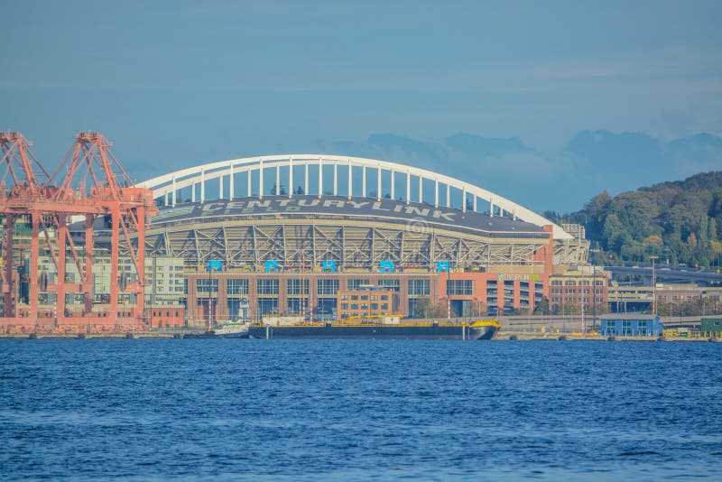 The Downtown Seattle Waterfront and Skyline on Elliott Bay in King ...
