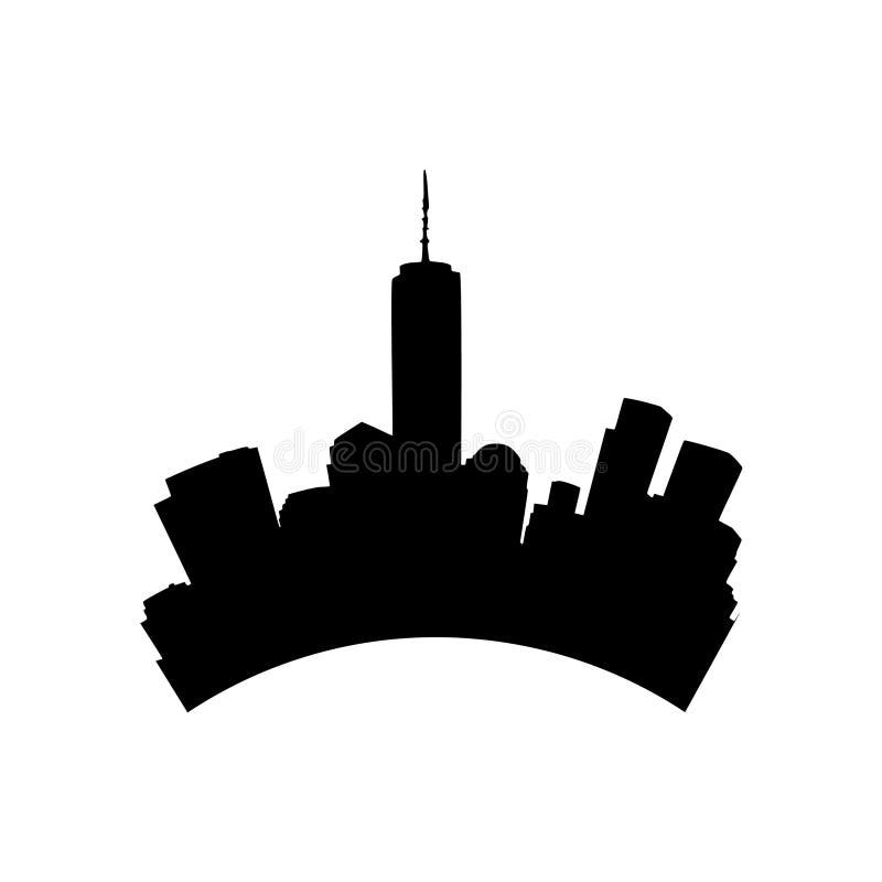 Downtown Silhouette Icon on White Stock Vector - Illustration of ...