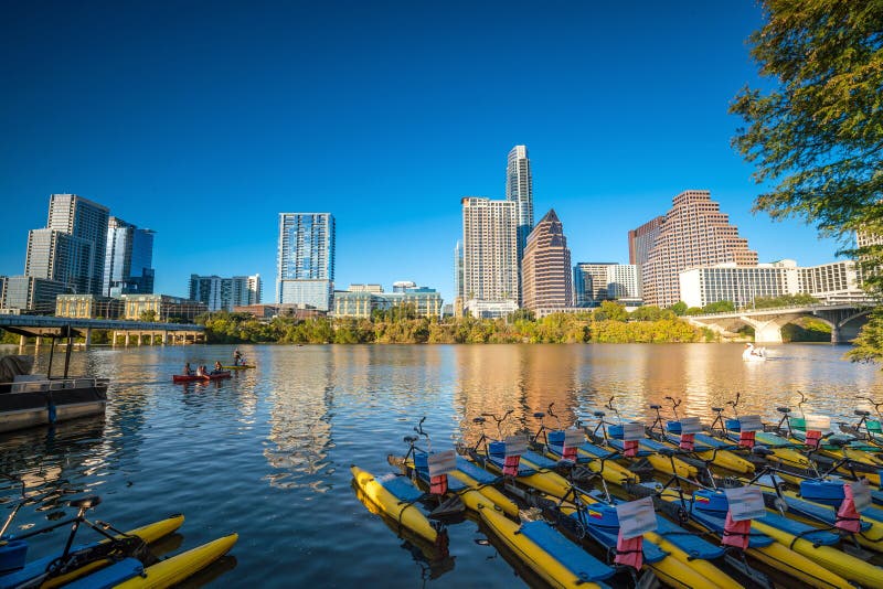 Downtown Skyline of Austin, Texas Stock Image - Image of famous, kayak ...