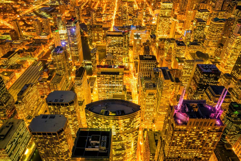 Downtown Skyline of Chicago from Top View in USA Stock Image - Image of ...