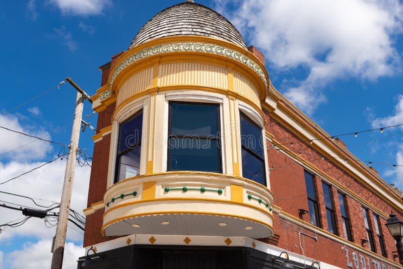 Downtown storefronts stock photo. Image of building - 249077426