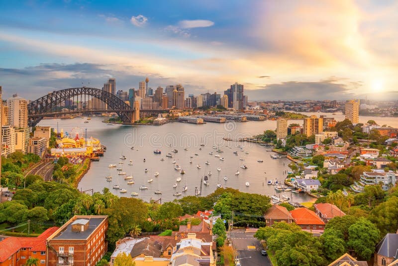 Downtown Sydney Skyline in Australia from Top View Stock Image - Image ...