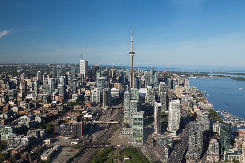 Downtown Toronto Viewed from the Air Stock Image - Image of place ...