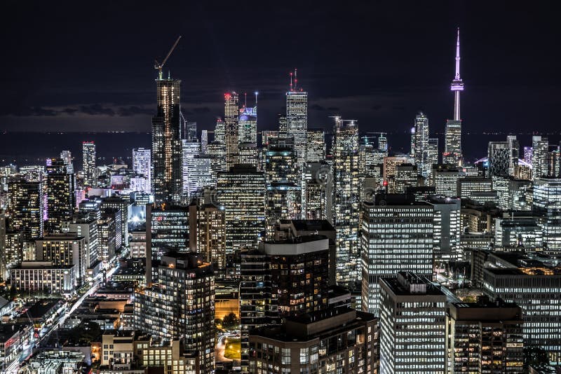 Downtown Toronto at night stock photo. Image of structure - 35105816