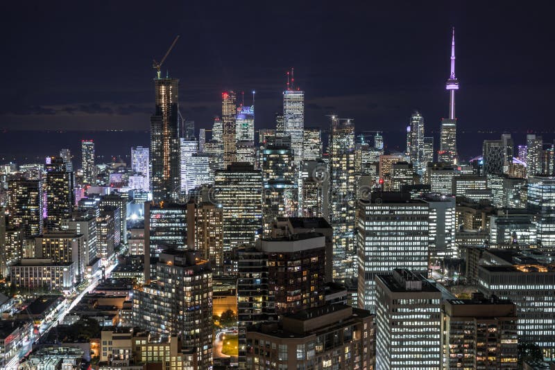 Downtown Toronto at night stock image. Image of building - 35160285