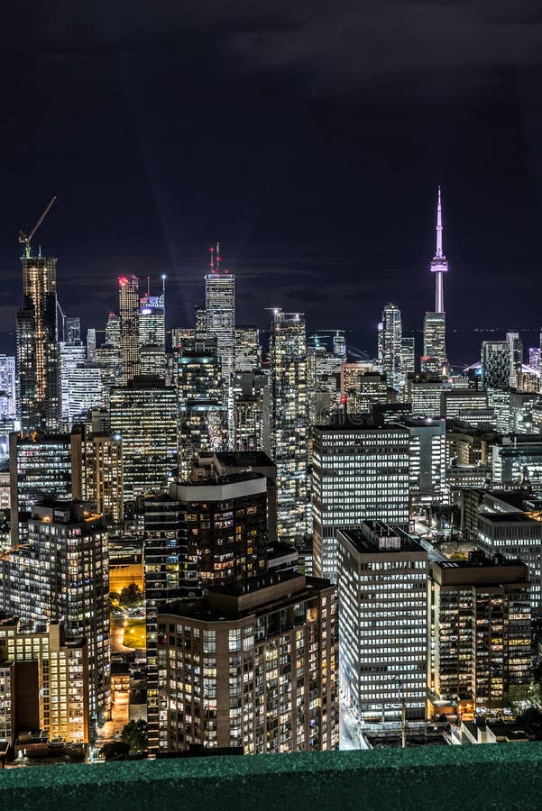 Downtown Toronto at night stock image. Image of life - 35105809