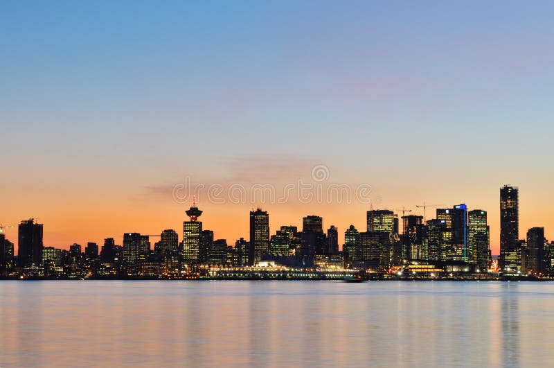 Downtown Vancouver at Sunset Stock Photo - Image of business, city: 7333672