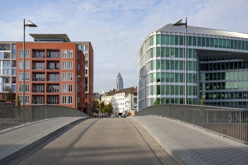 Downtown View at Main Bridge To Messe Tower in Frankfurt Editorial ...