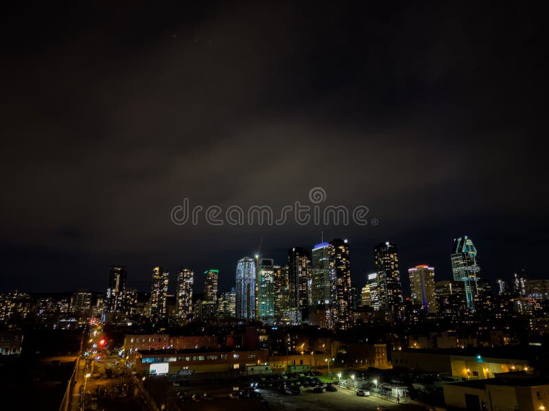 Downtown View at the Night. Montreal Stock Image - Image of scene ...