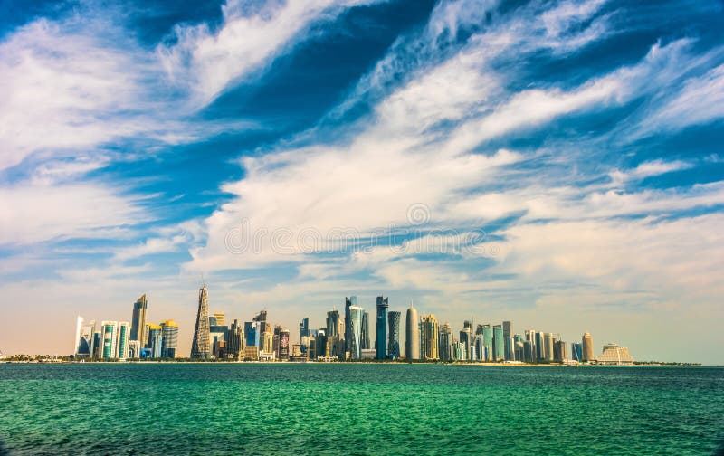 Downtown Waterfront of Doha, Qatar Stock Image - Image of persian ...