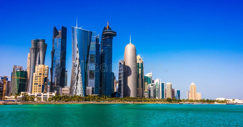 Downtown Waterfront of Doha, Qatar Editorial Stock Image - Image of ...