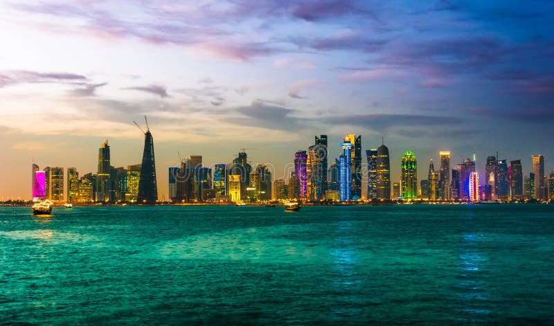 Downtown Waterfront of Doha, Qatar Editorial Photo - Image of ...