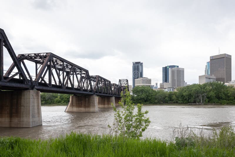 Downtown Winnipeg As Seen from a Park in St. Boniface Stock Photo ...
