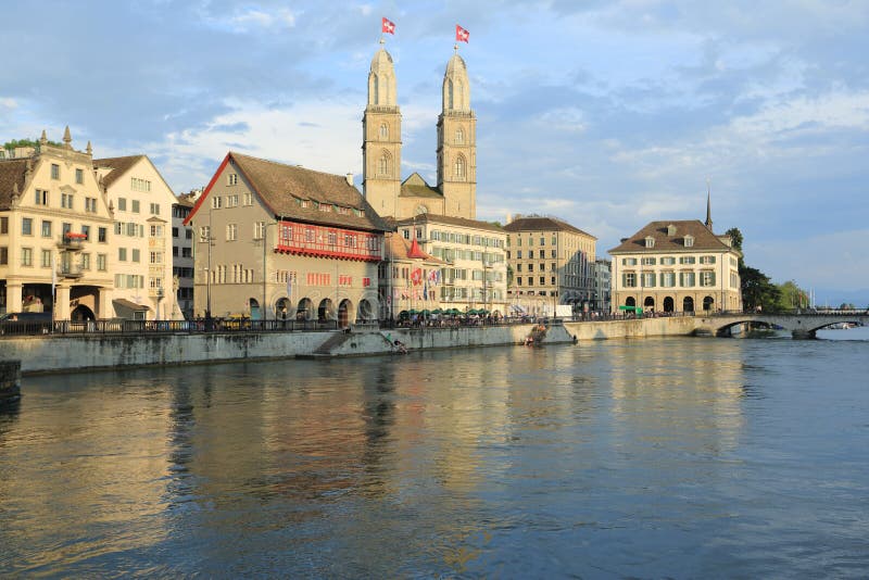 Downtown Zurich stock image. Image of district, grossmunster - 69062609
