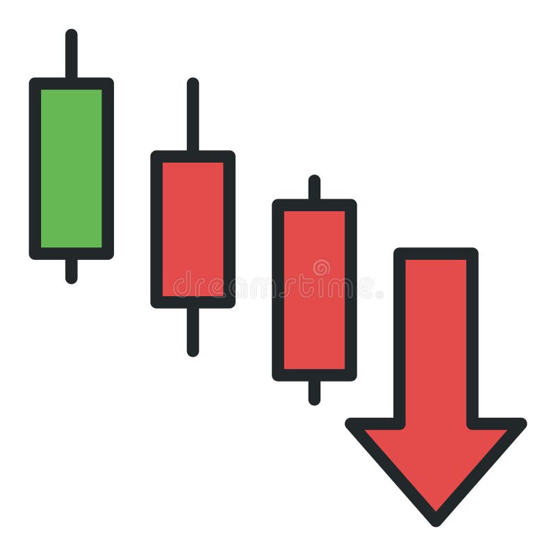 Downtrend Candlestick Chart Vector Financial Charts Colored Icon or ...