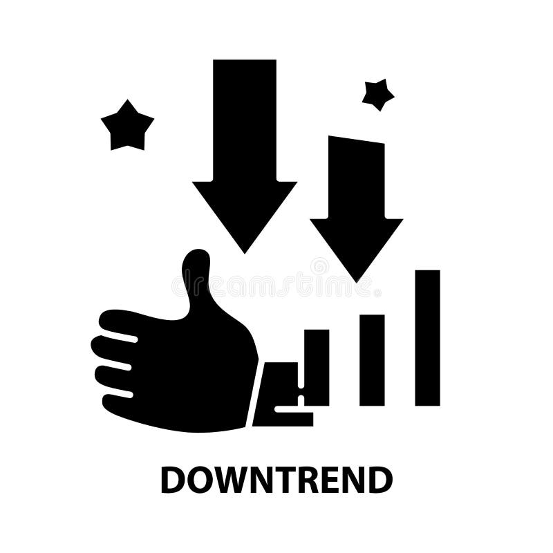 Downtrend Icon, Black Vector Sign with Editable Strokes, Concept ...