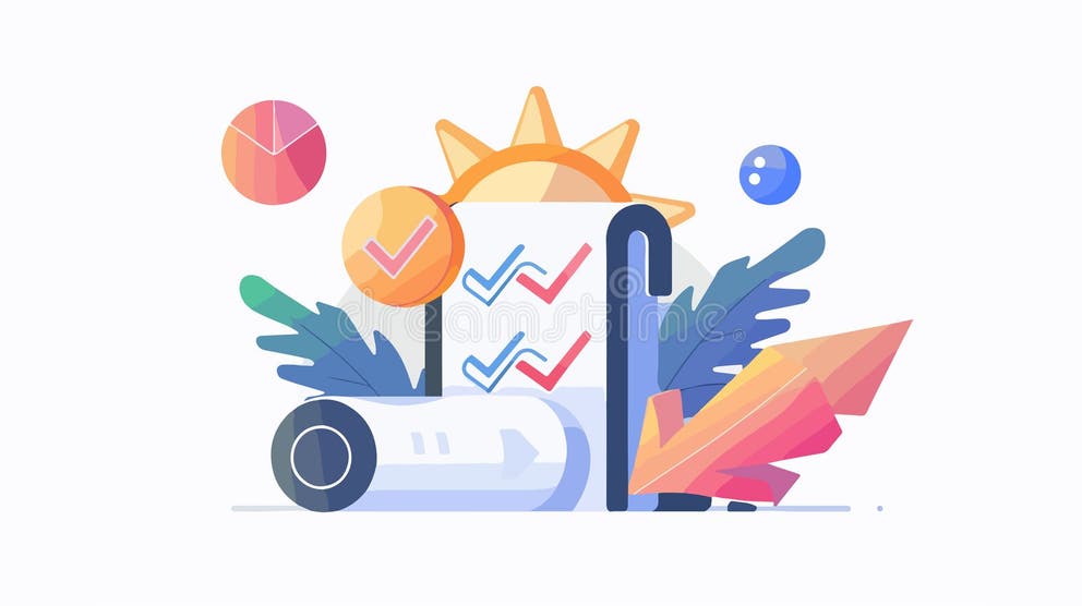 Rolled Documents Icon with Checkmark and Downward Arrow for Business ...