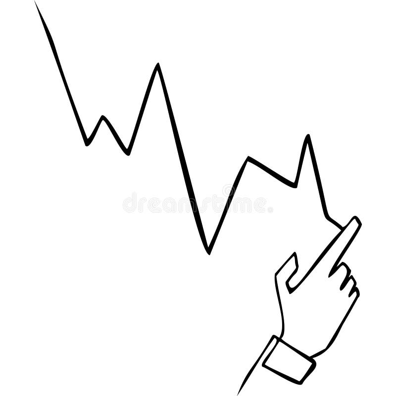 Downward Chart Drawn by a Hand with an Outstretched Finger Sketch ...