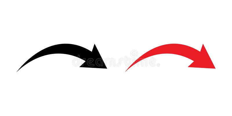 Downward Curved Arrow Icon in Generic Style. Decrease Direction Sign ...