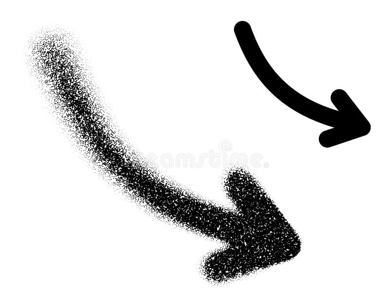 Downward Curved Dotted To Solid Arrow Vector Illustration Stock ...
