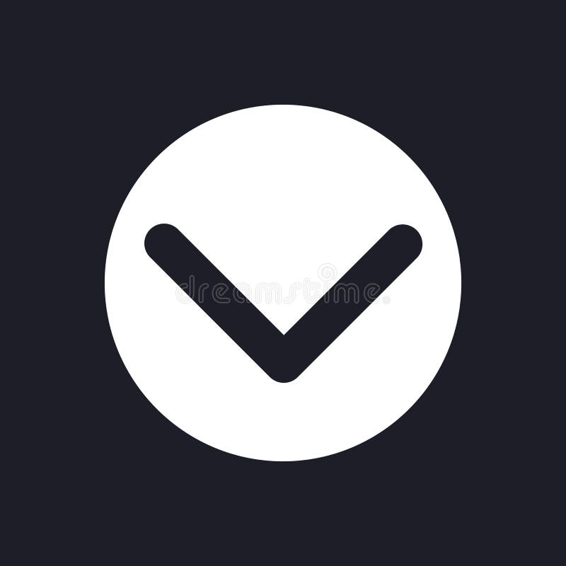 Downward Direction Button Dark Mode Glyph Ui Icon Stock Vector ...