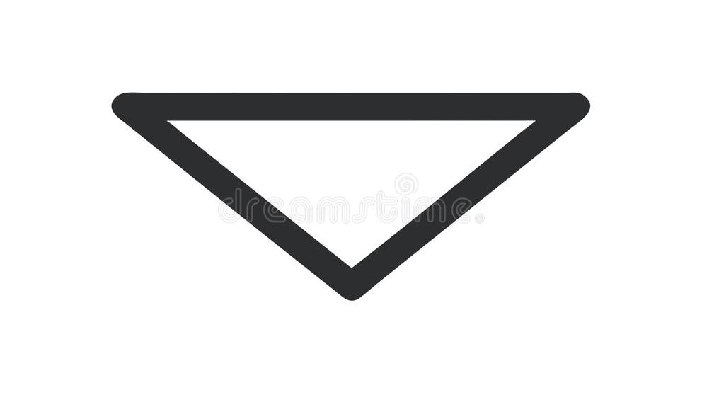 Downward Pointing Triangle Vector Outline Icon, Vector Design ...