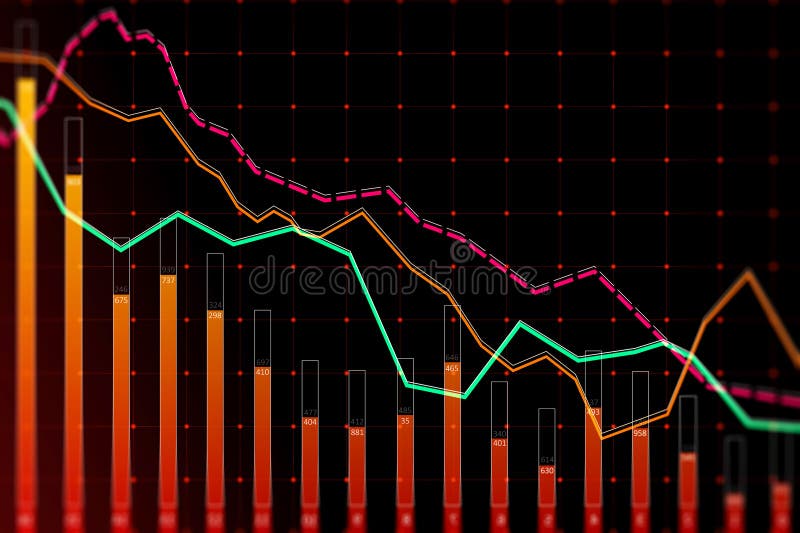 Downward Red Crisis Chart Grid on Backdrop. Recession and Economic Fall ...