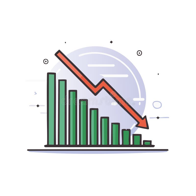 Downward Trend Bar Chart Showing Losses with a Declining Red Arrow Stock Vector - Illustration ...