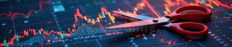 Downward Trending Chart with Open Scissors Superimposed, Cutting ...