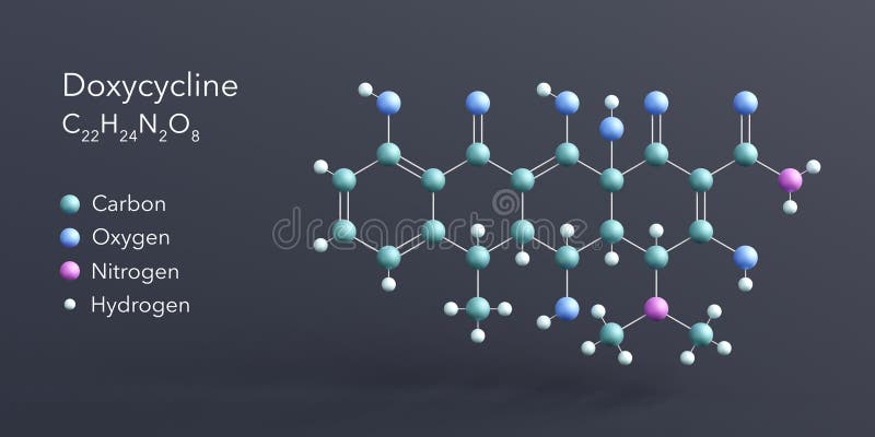 Doxycycline Molecule 3d Rendering Flat Molecular Structure With