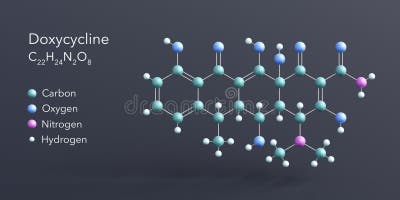 Doxycycline Molecule 3d Rendering, Flat Molecular Structure with ...