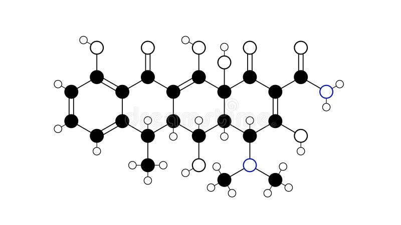 Doxycycline Molecule, Structural Chemical Formula, Ball-and-stick Model ...