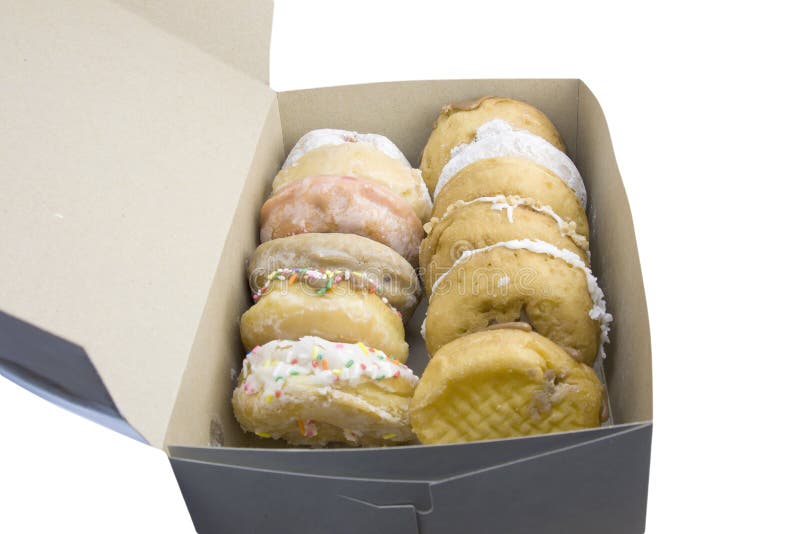 Dozen donuts box stock image. Image of cake, sprinkles - 9747177