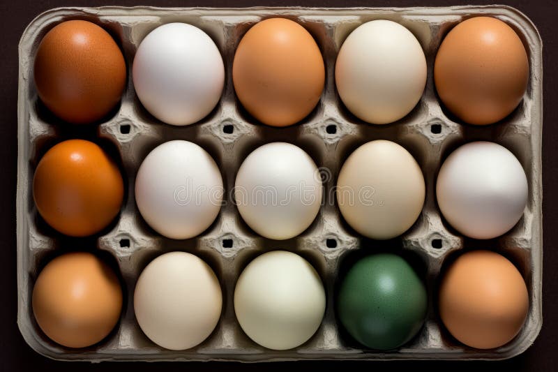 Dozen of Eggs in Carton with One Green Egg. Generative AI Stock ...