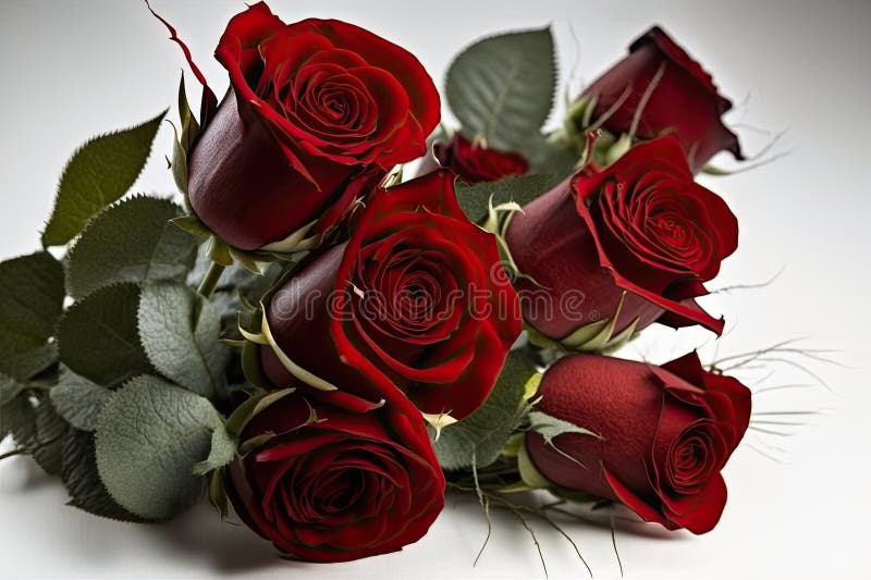 A Dozen Red Roses on a White Background for Romantic Greetings. Stock ...